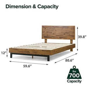 ZINUS Tricia Wood Platform Bed Frame with Adjustable Headboard / Wood Slat Support with No Box Spring Needed / Easy Assembly, Queen