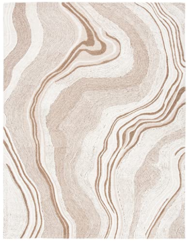 SAFAVIEH Fifth Avenue Collection 10' x 14' Beige/Ivory FTV121B Handmade Mid-Century Modern Abstract New Zealand Wool Living Room Dining Bedroom Area Rug