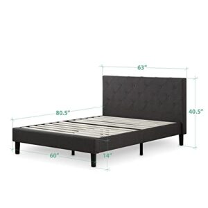 ZINUS Shalini Upholstered Platform Bed Frame / Mattress Foundation / Wood Slat Support / No Box Spring Needed / Easy Assembly, Dark Grey, Queen