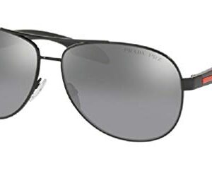 Prada PS53PS LIFESTYLE 1AB2F2 62M Black/Grey Mirror Silver Gradient Polarized Pilot Sunglasses For Men+ BUNDLE With Designer iWear Complimentary Eyewear Kit