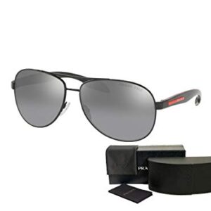 Prada PS53PS LIFESTYLE 1AB2F2 62M Black/Grey Mirror Silver Gradient Polarized Pilot Sunglasses For Men+ BUNDLE With Designer iWear Complimentary Eyewear Kit