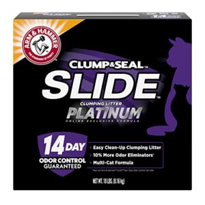 arm & hammer slide platinum multi-cat easy clean-up clumping cat litter, 14 days of odor control 18 lb