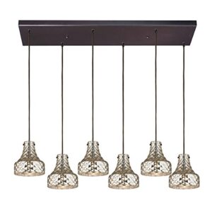 elk lighting 46023/6rc danica collection 6 light chandelier, 6 x 9 x 30″, oil-rubbed bronze