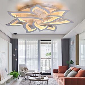 modern dimmable led ceiling light living room chandelier metal acrylic with remote control flush mount ceiling lamp chic design kitchen hanging lamp bedroom painted finish pendant lighting (33.4″)