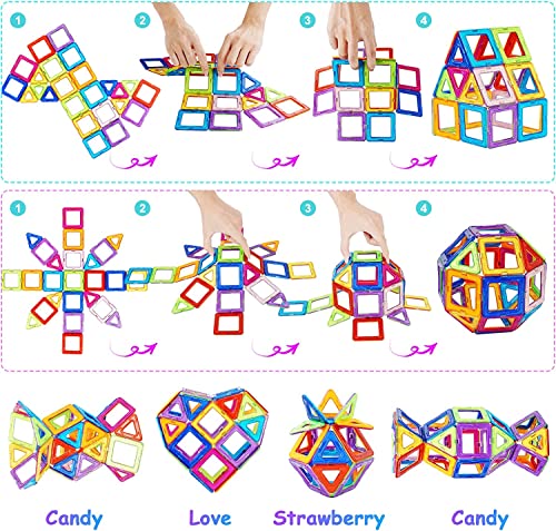 Magnetic Tiles Magnet Blocks - 40 PCS 3D Magnetic Building Tiles Toys for Kids Set