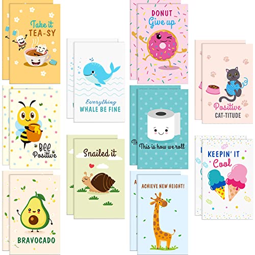 Pajean 20 Pcs Mini Notebooks Journal Notebook with Pun Motivational Notepads for Kids Reward Travel Present Supplies Inspirational Small Pocket Notepad School Office Home Gift