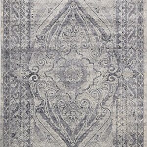 Unique Loom Chateau Collection Victorian, Textured, Vintage, Traditional, Distressed Area Rug, 10 ft x 14 ft (5 in), Navy Blue/Ivory