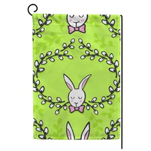 my little nest seasonal garden flag spring easter white bunny wreath double sided vertical garden flags for home yard holiday flag outdoor decoration farmhouse banner 12″x18″