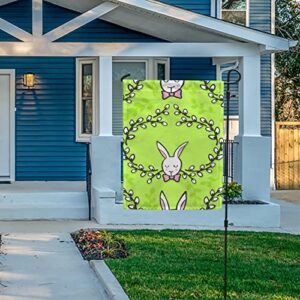 My Little Nest Seasonal Garden Flag Spring Easter White Bunny Wreath Double Sided Vertical Garden Flags for Home Yard Holiday Flag Outdoor Decoration Farmhouse Banner 12"x18"