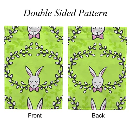 My Little Nest Seasonal Garden Flag Spring Easter White Bunny Wreath Double Sided Vertical Garden Flags for Home Yard Holiday Flag Outdoor Decoration Farmhouse Banner 12"x18"