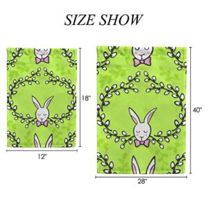 My Little Nest Seasonal Garden Flag Spring Easter White Bunny Wreath Double Sided Vertical Garden Flags for Home Yard Holiday Flag Outdoor Decoration Farmhouse Banner 12"x18"