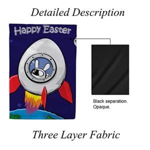 My Little Nest Seasonal Garden Flag Happy Easter Bunny Egg Spaceship Vertical Garden Flags Double Sided for Home Farmhouse Yard Holiday Flag Outdoor Decoration Banner 12"x18"