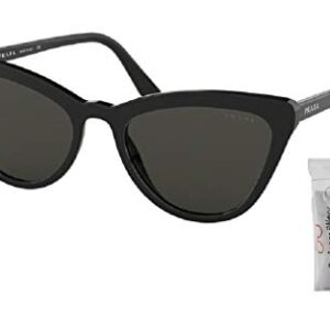 Prada PR01VS CATWALK 1AB5S0 56M Black/Grey Cat Eye Sunglasses For Women + BUNDLE With Designer iWear Complimentary Eyewear Kit