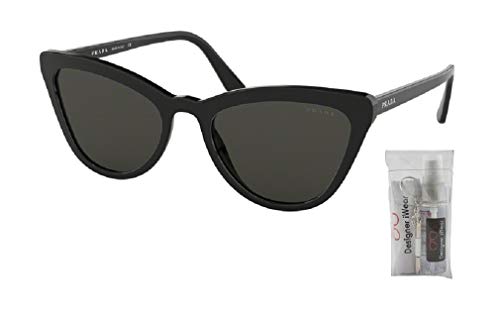 Prada PR01VS CATWALK 1AB5S0 56M Black/Grey Cat Eye Sunglasses For Women + BUNDLE With Designer iWear Complimentary Eyewear Kit