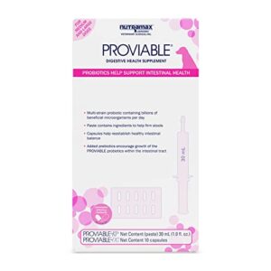 nutramax proviable digestive health supplement kit with multi-strain probiotics and prebiotics for medium to large dogs – with 7 strains of bacteria, 30 ml paste and 10 capsules