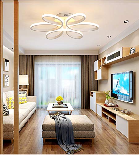 ZipLighting Modern LED Ceiling Light Dimmable Ceiling Lighting with Remote Round Ceiling Light Fixture Ceiling Lamp Flower Shape for Dinning Room Bedroom Kitchen Hallway 80W Decorative Lamp (74CM)