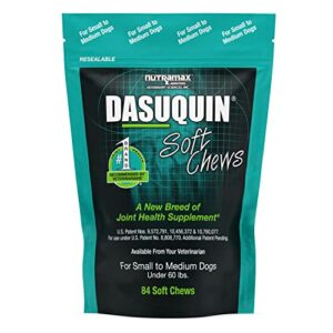 nutramax dasuquin joint health supplement for small to medium dogs – with glucosamine, chondroitin, asu, boswellia serrata extract, green tea extract, 84 soft chews