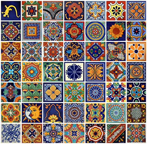 Color y Tradicion 100 Mexican Tiles 4x4 Handpainted Hundred Pieces 50 Different Designs