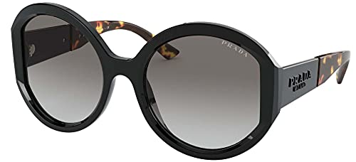 Prada PR 22XS 1AB0A7 Black Plastic Round Sunglasses Grey Gradient Lens