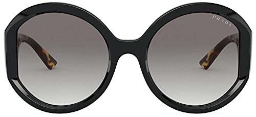 Prada PR 22XS 1AB0A7 Black Plastic Round Sunglasses Grey Gradient Lens