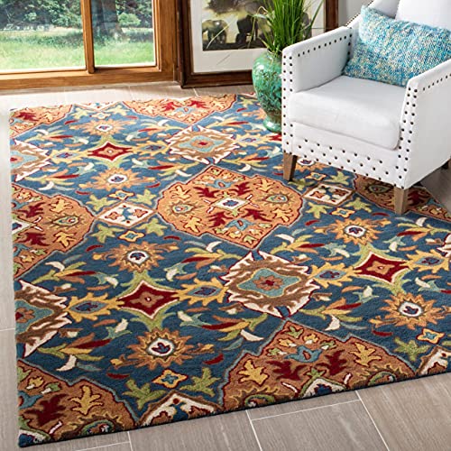 SAFAVIEH Heritage Collection 8' x 10' Camel / Blue HG653A Handmade Traditional Oriental Premium Wool Area Rug