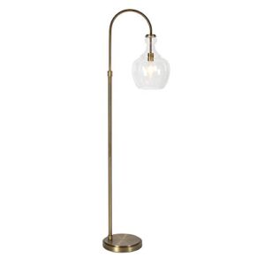 Henn&Hart Arc Floor Lamp with Glass Shade in Brass/Clear, Floor Lamp for Home Office, Bedroom, Living Room