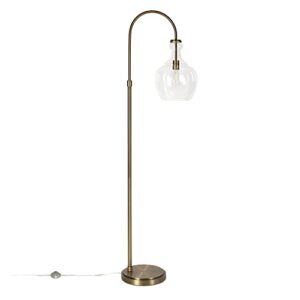 Henn&Hart Arc Floor Lamp with Glass Shade in Brass/Clear, Floor Lamp for Home Office, Bedroom, Living Room