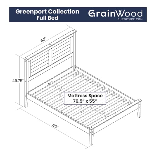 Grain Wood Furniture Greenport Solid Wood Platform Bed, Full Size, Brushed Driftwood