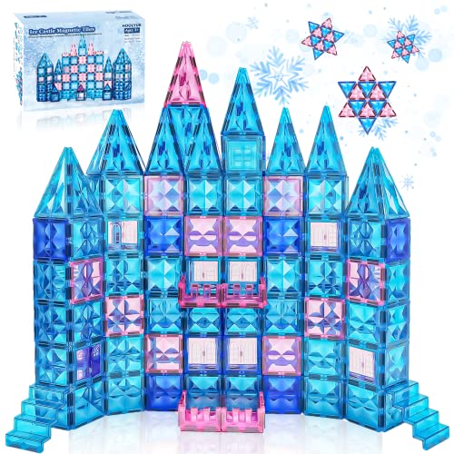 HOOLYUK 84Pcs Magnetic Tiles, Magnetic Building Blocks Princess Pretend Toys for Kids, Educational Learning Toys Building Tiles for Boys Girls Toddlers Children 3 4 5 6 7 8 Year Old for Birthday Gift