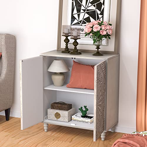 SUNBURY Storage Cabinet with 2 Doors, Morden Accent Cabinet Free Standing Living Room Wooden Sideboard Buffet Cabinet for Kithcen Bedroom Hallway Entryway