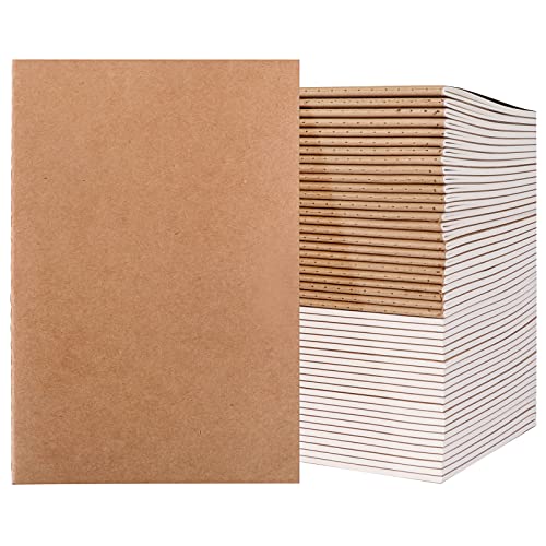 EOOUT 48pcs A5 Kraft Paper Notebooks, Journal Notebooks Bulk, Blank Paper, 60 Pages, 80GSM, 8.3 X 5.5 Inch, Travel Journal Set, for Travelers, Students and Office Supplies