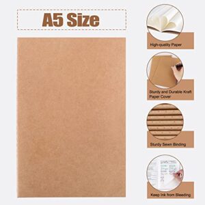 EOOUT 48pcs A5 Kraft Paper Notebooks, Journal Notebooks Bulk, Blank Paper, 60 Pages, 80GSM, 8.3 X 5.5 Inch, Travel Journal Set, for Travelers, Students and Office Supplies