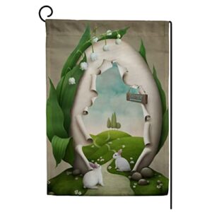 my little nest seasonal garden flag easter egg rabbits vertical garden flags double sided for home farmhouse yard holiday flag outdoor decoration banner 12″x18″