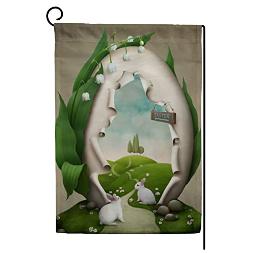 My Little Nest Seasonal Garden Flag Easter Egg Rabbits Vertical Garden Flags Double Sided for Home Farmhouse Yard Holiday Flag Outdoor Decoration Banner 12"x18"