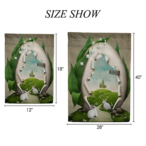 My Little Nest Seasonal Garden Flag Easter Egg Rabbits Vertical Garden Flags Double Sided for Home Farmhouse Yard Holiday Flag Outdoor Decoration Banner 12"x18"