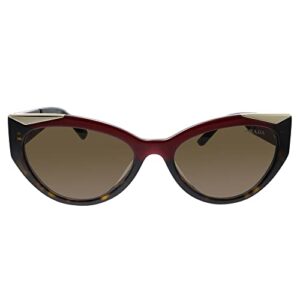 Prada PR 03WS 07C0D1 Red/Havana Plastic Cat-Eye Sunglasses Brown Lens