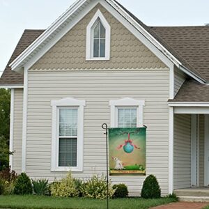 My Little Nest Seasonal Garden Flag Easter Eggs White Rabbits Vertical Garden Flags Double Sided for Home Farmhouse Yard Holiday Flag Outdoor Decoration Banner 12"x18"