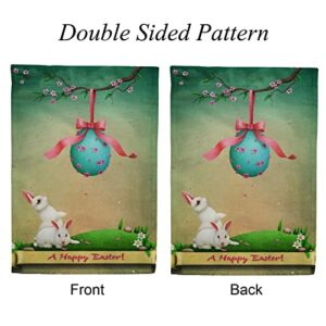 My Little Nest Seasonal Garden Flag Easter Eggs White Rabbits Vertical Garden Flags Double Sided for Home Farmhouse Yard Holiday Flag Outdoor Decoration Banner 12"x18"