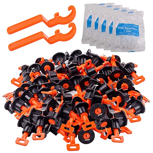 Tile Leveling System Kit with 100pcs Tile Leveler & 2 Special Wrenches & 500pcs 2mm Tile Spacers