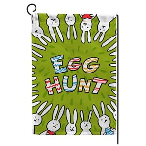 my little nest seasonal garden flag funny bunny easter egg hunt vertical garden flags double sided for home farmhouse yard holiday flag outdoor decoration banner 12″x18″