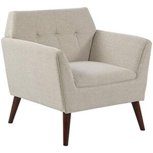 homcom traditional living room chair, armchair with button tufted polygonal straight back, single sofa with thick padding, light grey