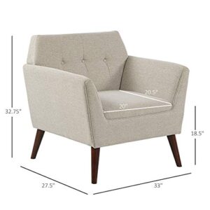 HOMCOM Traditional Living Room Chair, Armchair with Button Tufted Polygonal Straight Back, Single Sofa with Thick Padding, Light Grey