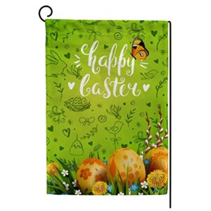 my little nest seasonal garden flag happy easter golden eggs flowers vertical garden flags double sided for home farmhouse yard holiday flag outdoor decoration banner 12″x18″