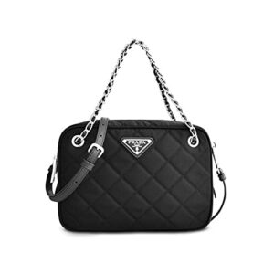 prada womens bandoliera black tessuto nylon quilted medium crossbody bag