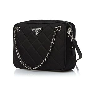 Prada Womens Bandoliera Black Tessuto Nylon Quilted Medium Crossbody Bag