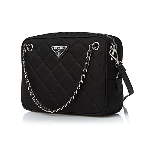 Prada Womens Bandoliera Black Tessuto Nylon Quilted Medium Crossbody Bag