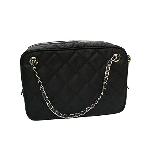 Prada Womens Bandoliera Black Tessuto Nylon Quilted Medium Crossbody Bag