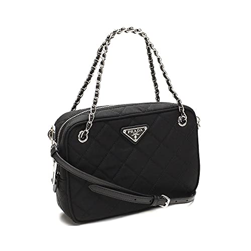 Prada Womens Bandoliera Black Tessuto Nylon Quilted Medium Crossbody Bag