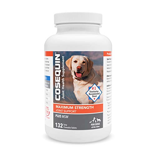 Nutramax Cosequin Maximum Strength Joint Health Supplement for Dogs - With Glucosamine, Chondroitin, and MSM, 132 Chewable Tablets