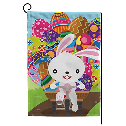 My Little Nest Seasonal Garden Flag Easter Bunny Deliver Eggs Vertical Garden Flags Double Sided for Home Farmhouse Yard Holiday Flag Outdoor Decoration Banner 12"x18"